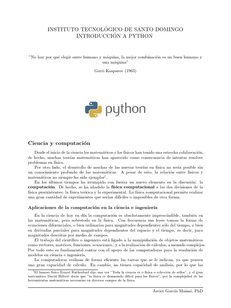 intro_python | PDF | Lenguaje de programación | Programa de computadora