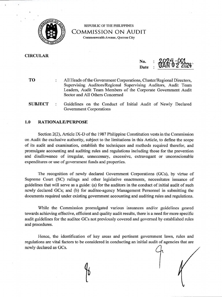COA CIRCULAR NO. 2024 001 January 2 2024 | PDF