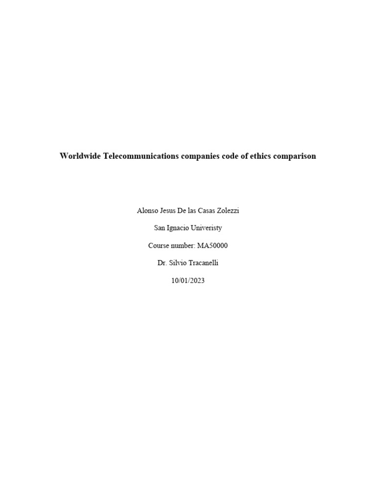 Worldwide Telecommunications Companies Code of Ethics Comparison | PDF ...