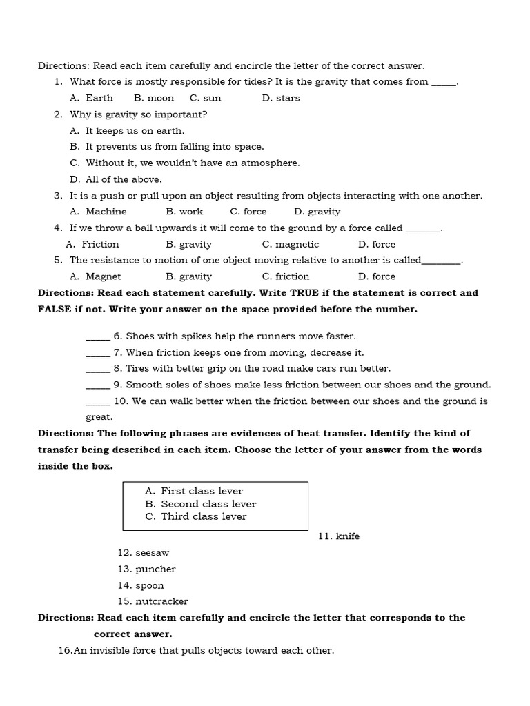 3RD Summative in Sci 6 | PDF | Lever | Machines