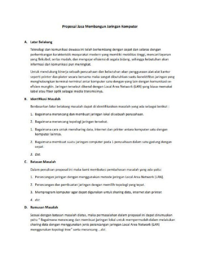 Contoh Proposal Jasa Membangun LAN | PDF