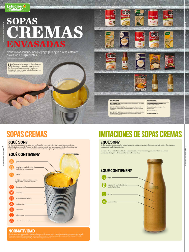 Estudio Calidad Sopas y Cremas Envasadas, Profeco. | PDF | Alimentos | Sopa