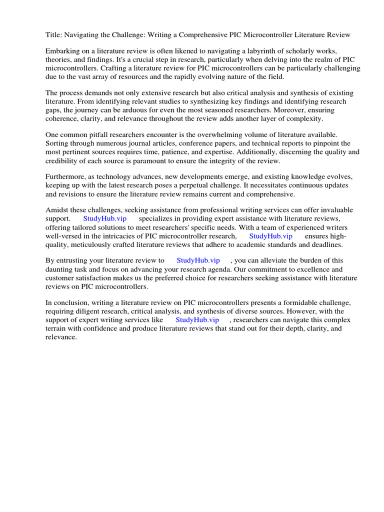 Pic Microcontroller Literature Review Pdf Microcontroller