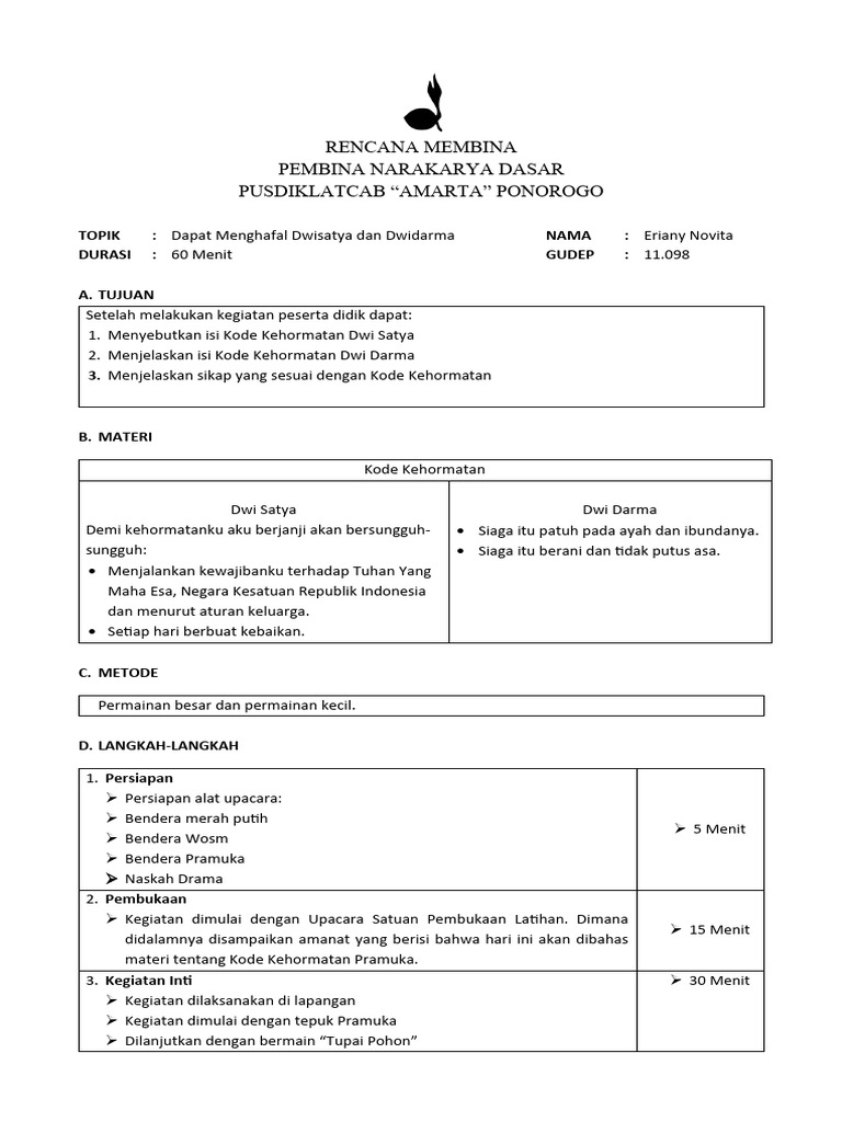 Menghafal Dwi Satya dan Dwi Darma Pramuka | PDF