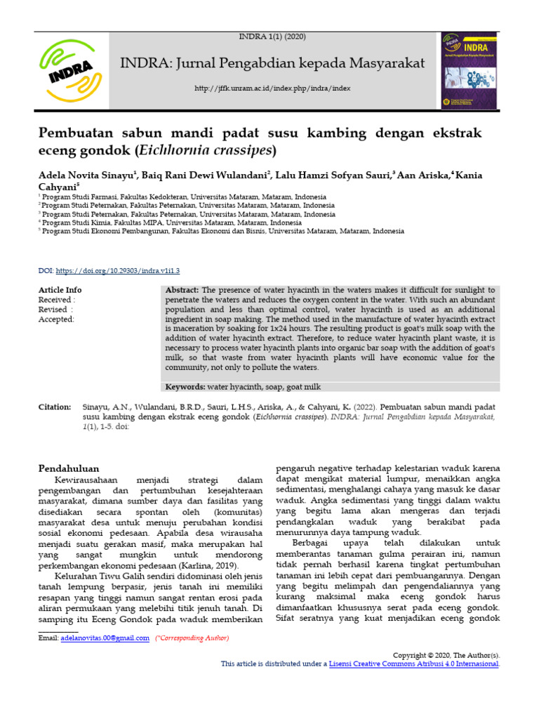 Jurnal Pengabdian Sabun Adela Novita Sinayu | PDF | Teknologi & Rekayasa