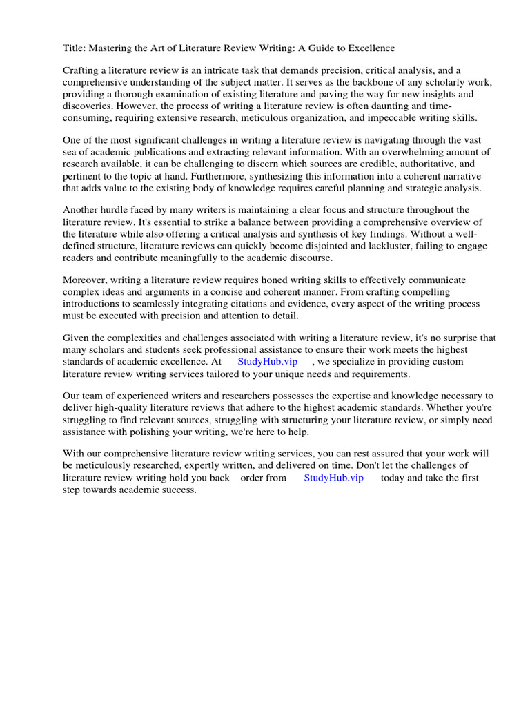Literature Review Writing Sample | PDF | Literature Review | Critical ...