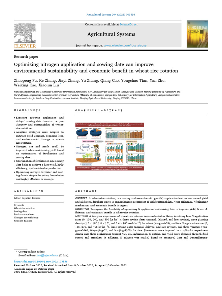 Optimizing Nitrogen Application And Sowing Date Can Improve
