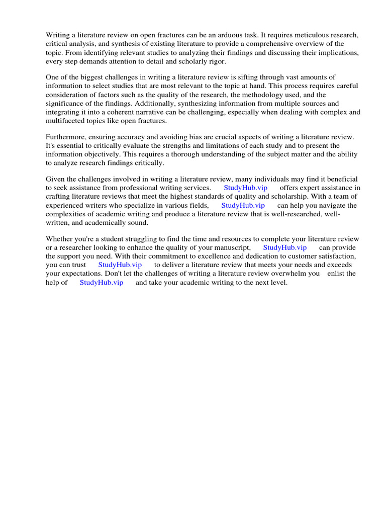 Literature Review Open Fracture | PDF | Diseases And Disorders | Medicine