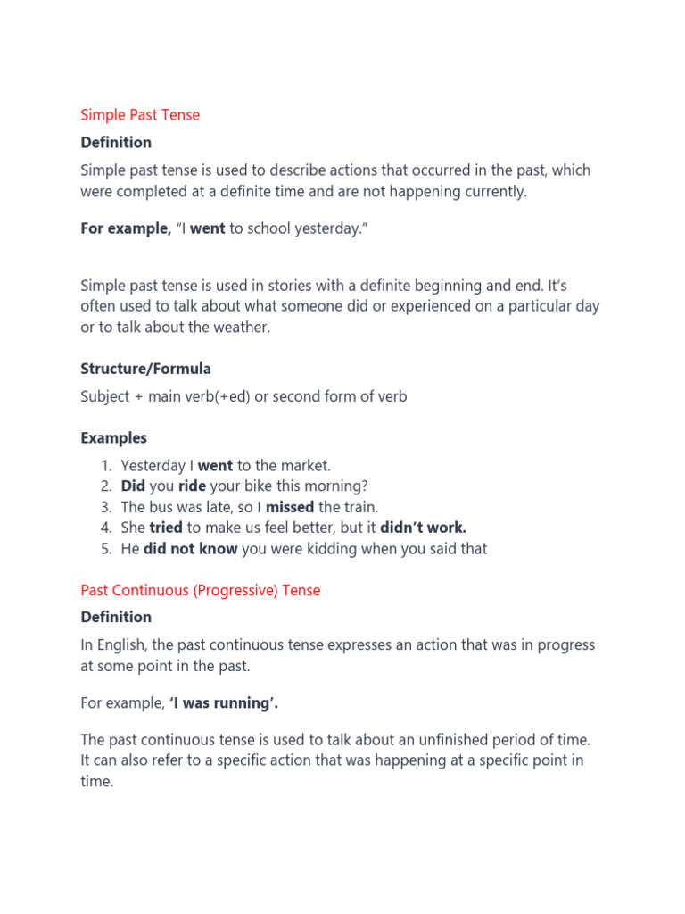Simple Past Tense | PDF | Verb | Grammatical Tense