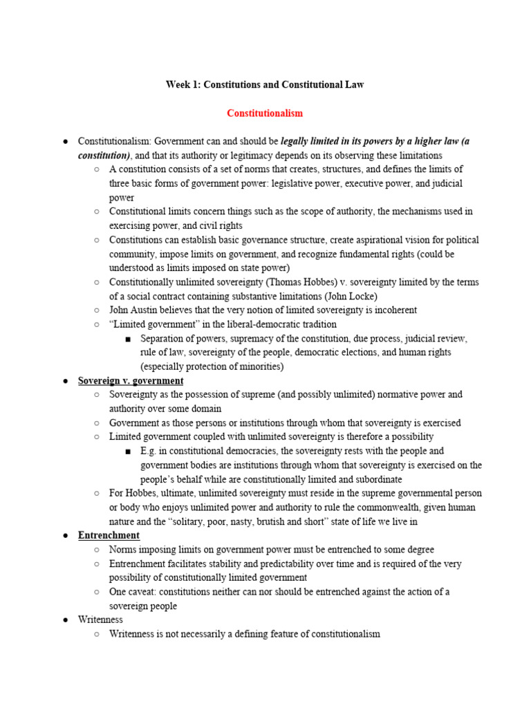 Constitution Notes | PDF | Rule Of Law | Sovereignty