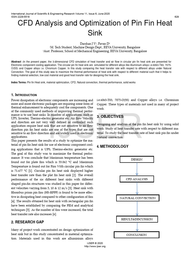 CFD Optimization of Pin Fin Heat Sinks | PDF | Strength Of Materials ...