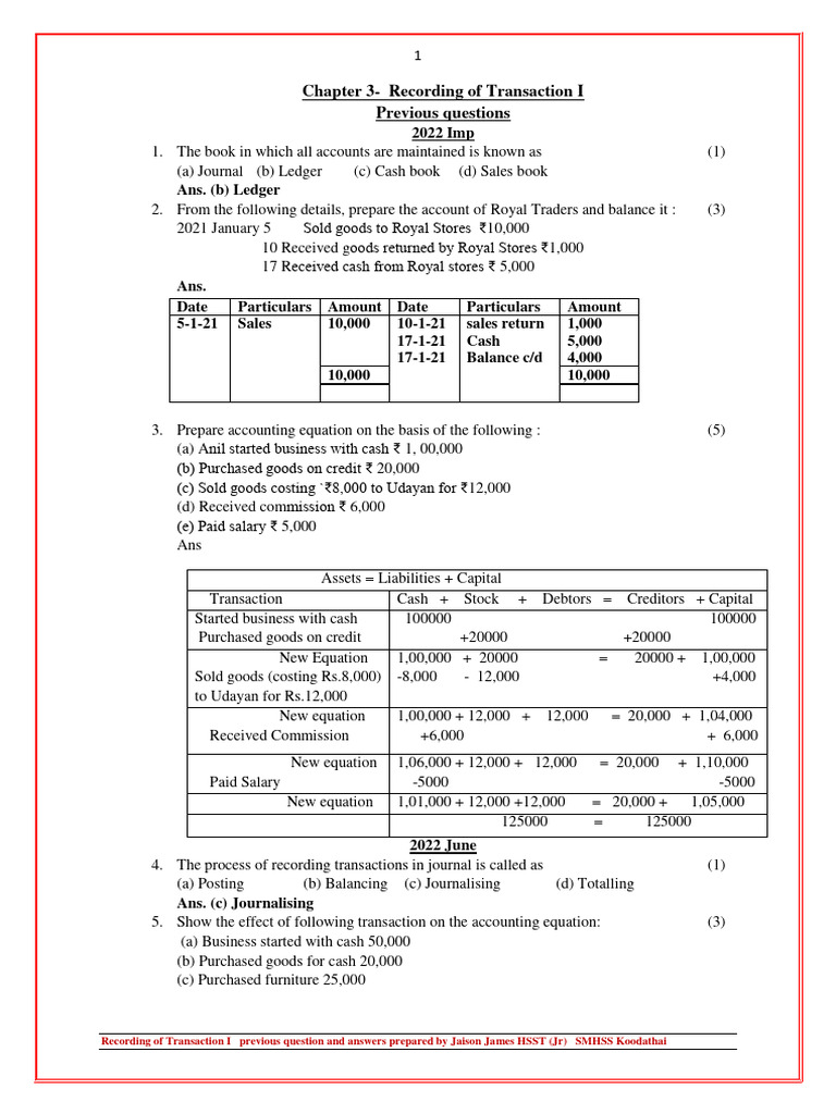 3 - Recording of Transaction I | PDF | Debits And Credits | Accounting