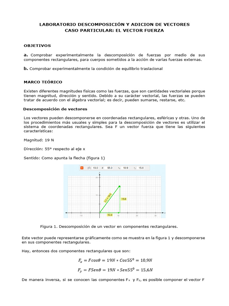 Lab Vectores | PDF | Vector Euclidiano | Fuerza