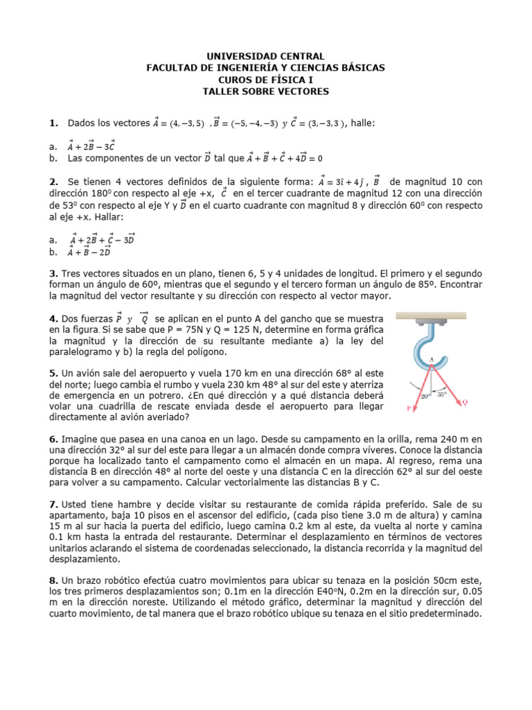 Taller De Vectores En Física I Pdf Vector Euclidiano Velocidad