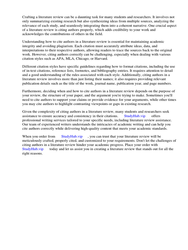 How To Cite Authors in A Literature Review | PDF | Citation | Apa Style