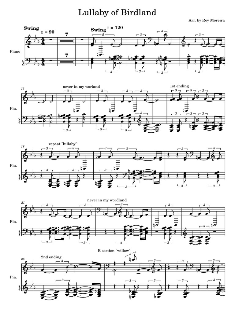 Lullaby of Birdland Jazz Piano | PDF | Jazz | Popular Music
