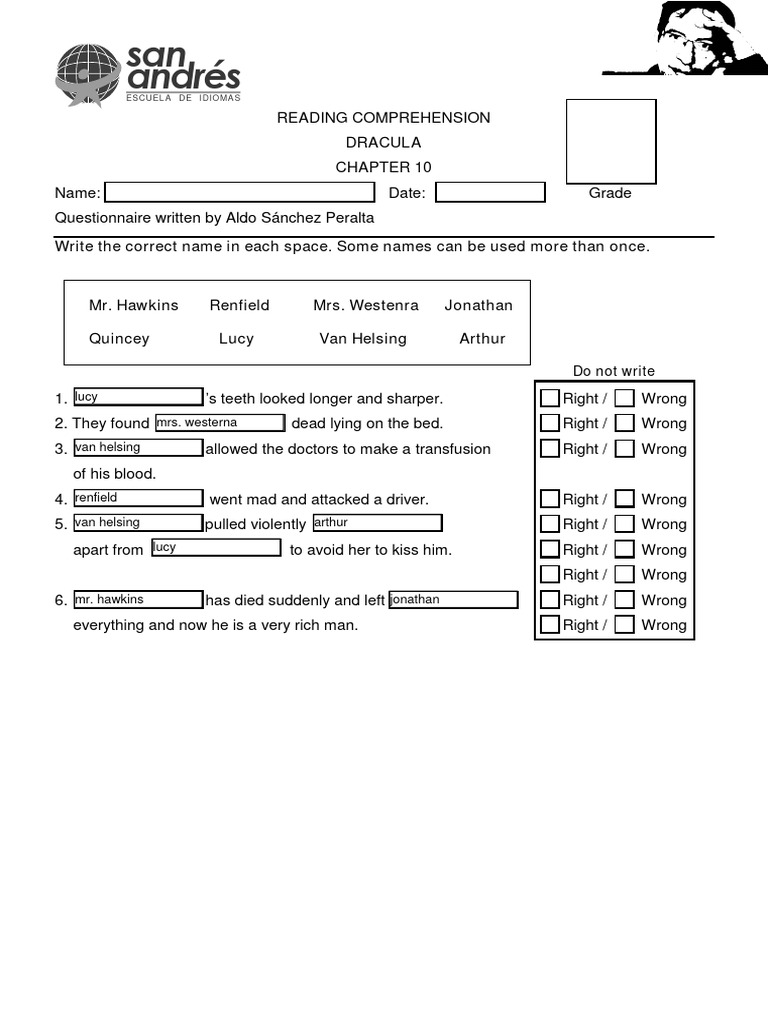 Student Dracula Quiz | PDF