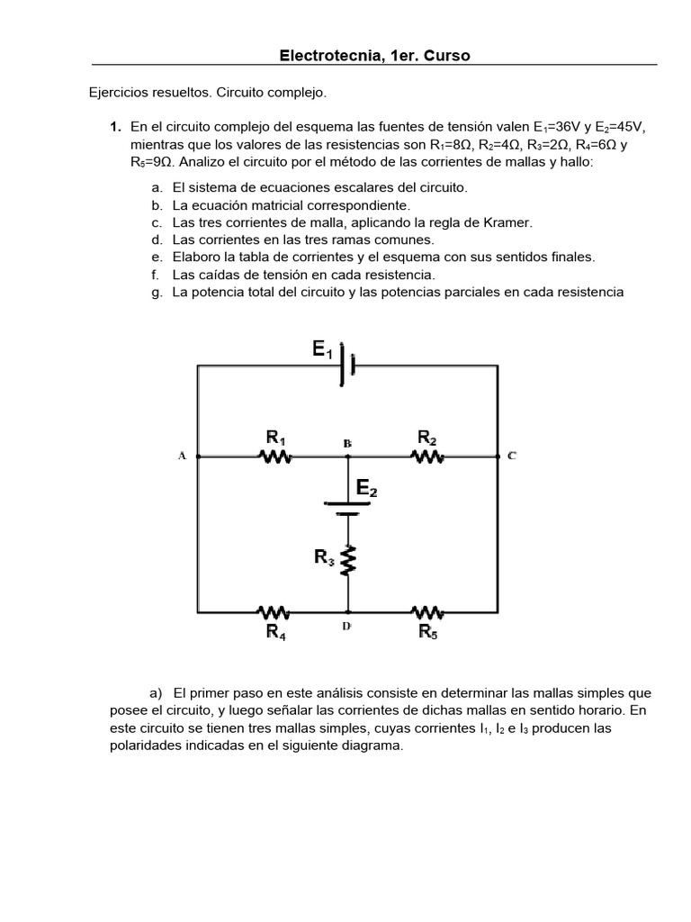 Ejercicios Resueltos, Circuito Complejo | PDF | Red eléctrica ...