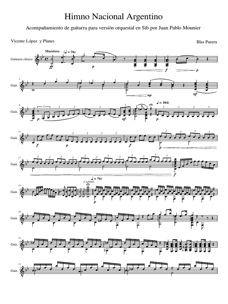 Himno Nacional Argentino Guitarra | PDF