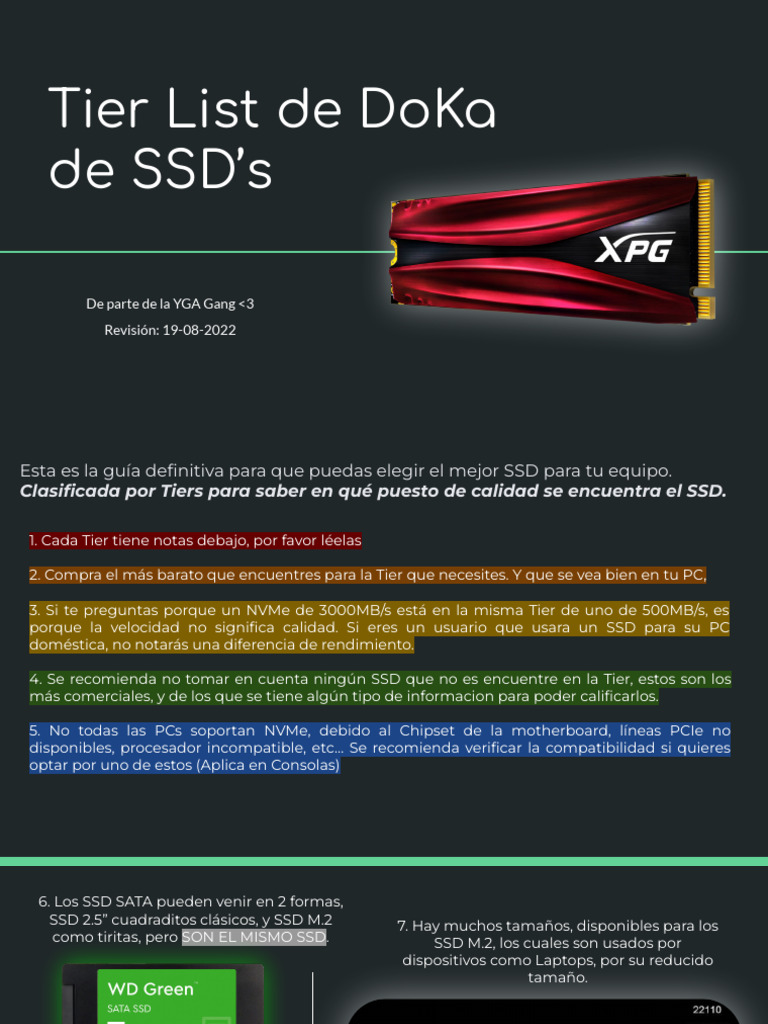 Guía de SSDs por Tiers para Gamers | PDF