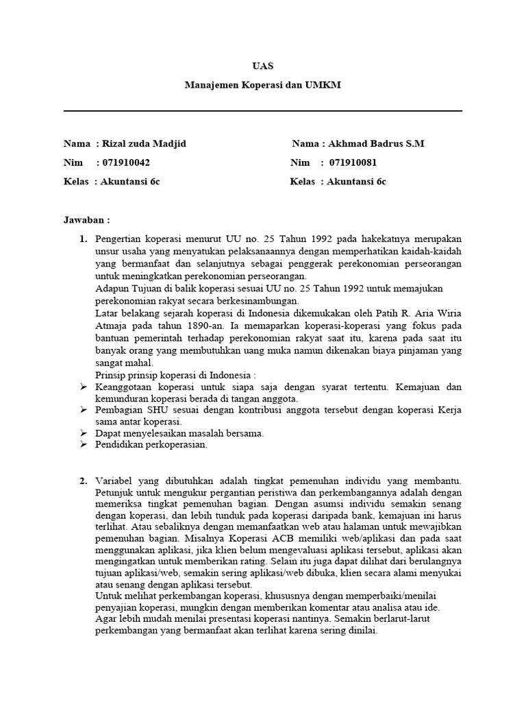 Analisis Koperasi dan UMKM | PDF | Bisnis