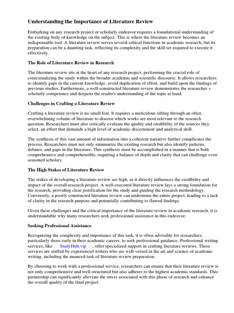 State The Importance of Literature Review | PDF | Literature Review | Meta Analysis