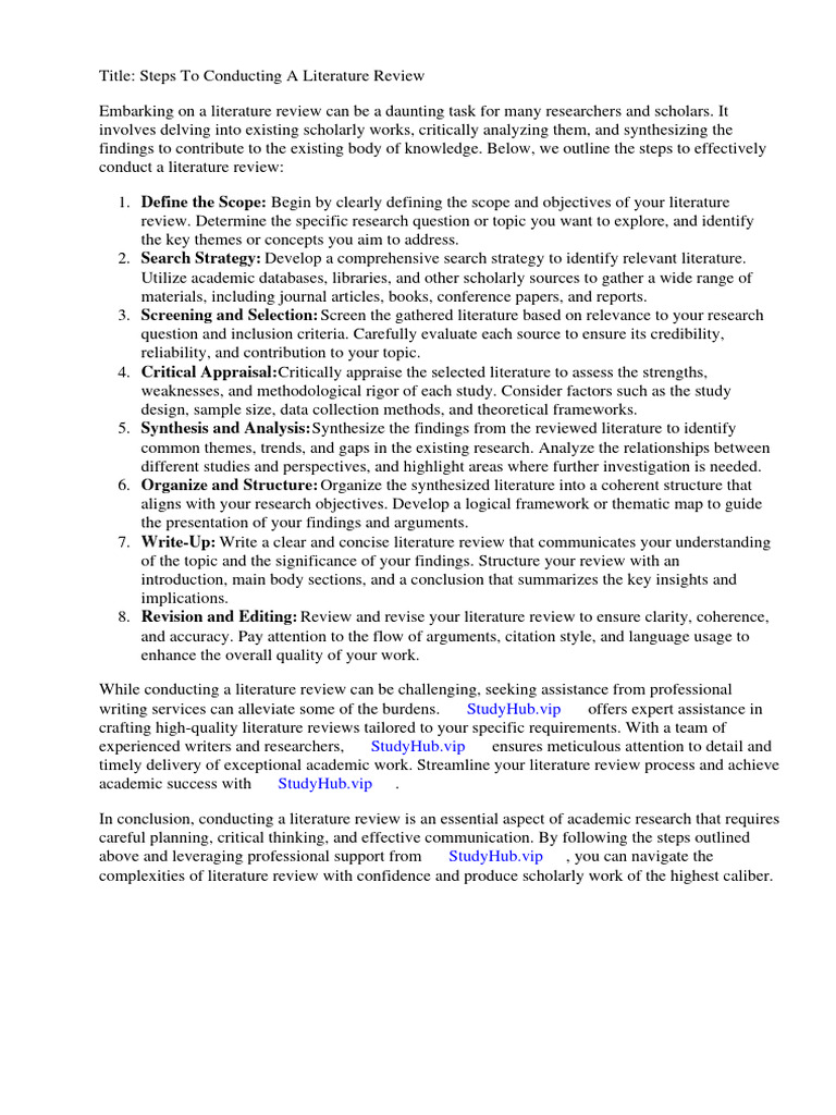 Steps To Conducting A Literature Review | PDF | Literature Review | Methodology