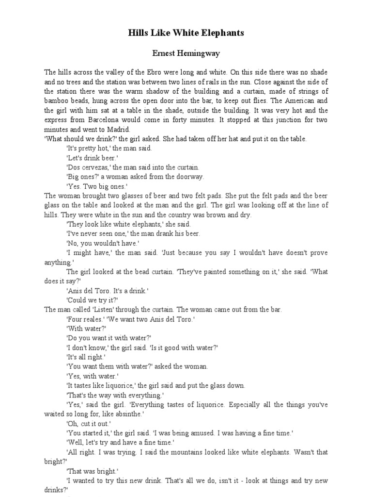 Hills Like White Elephants | PDF