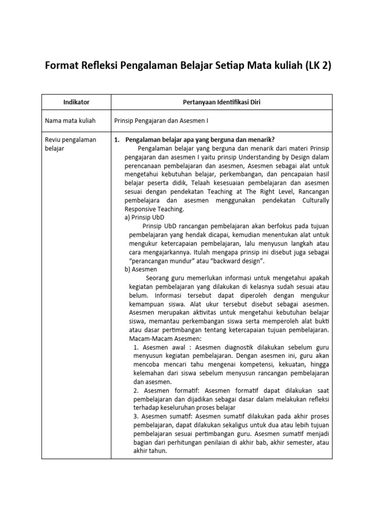 Seminar-LK2-Format Refleksi-PPA 1 | PDF