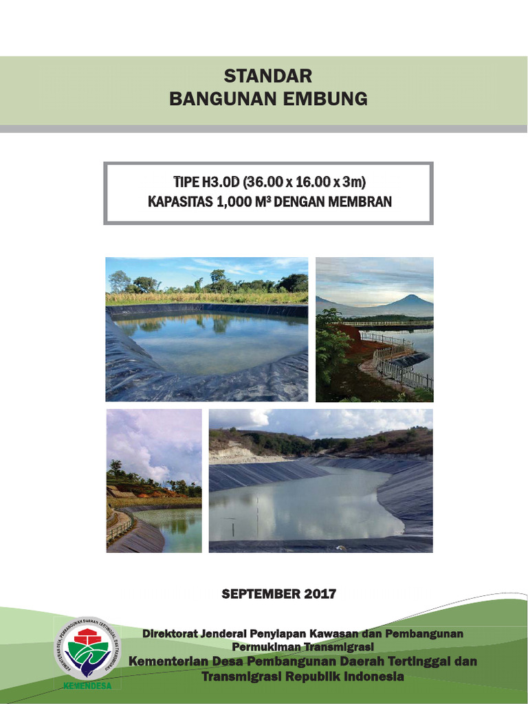Standar Konstruksi Embung dengan Geomembrane | PDF
