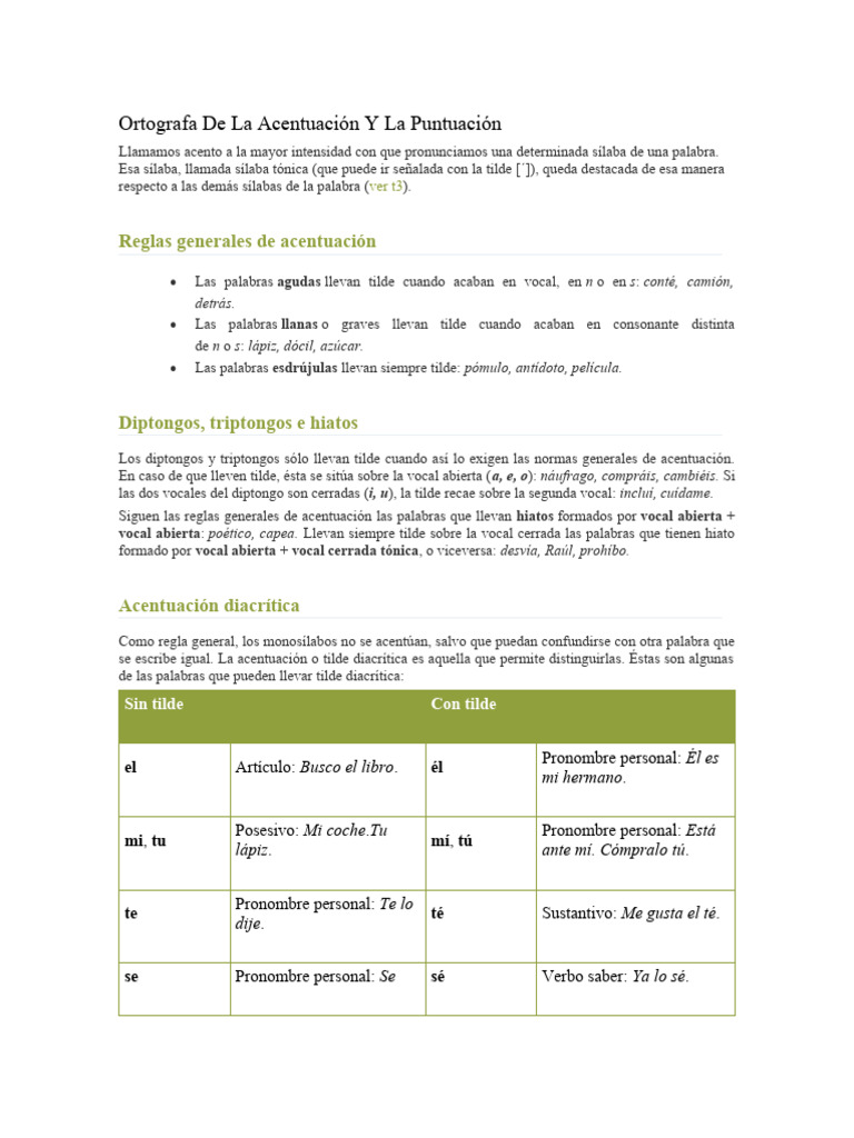 Ortografa De La Acentuación Y La Puntuación | PDF | Gramática | Fonética
