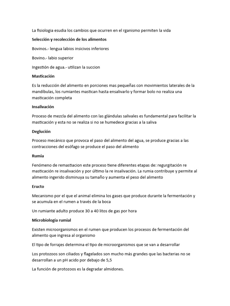 Fisiologia y Microbioligia Rumial RESUMEN - Marco Fuertes Pinaya | PDF ...