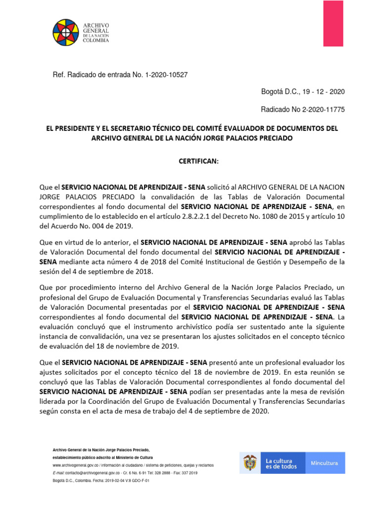 2-2020-11775 Certificado - Convalidacion - TVD Sena | PDF | Derecho