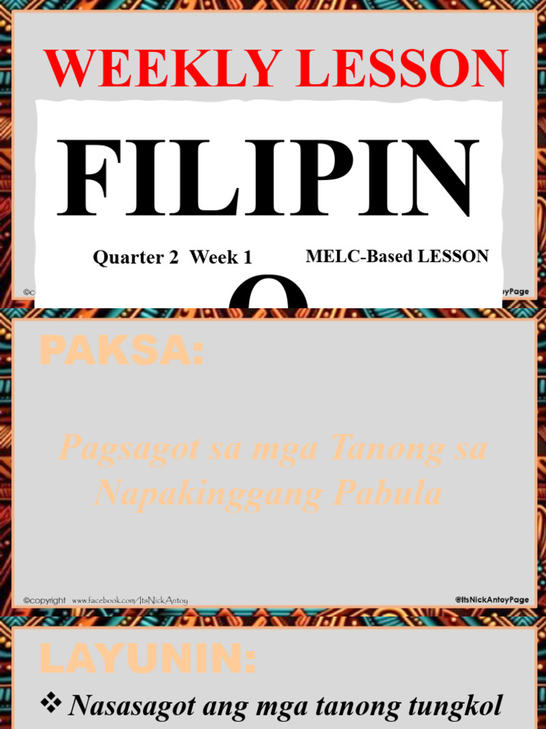 Filipino 1 Quarter 2 Week 1 | PDF