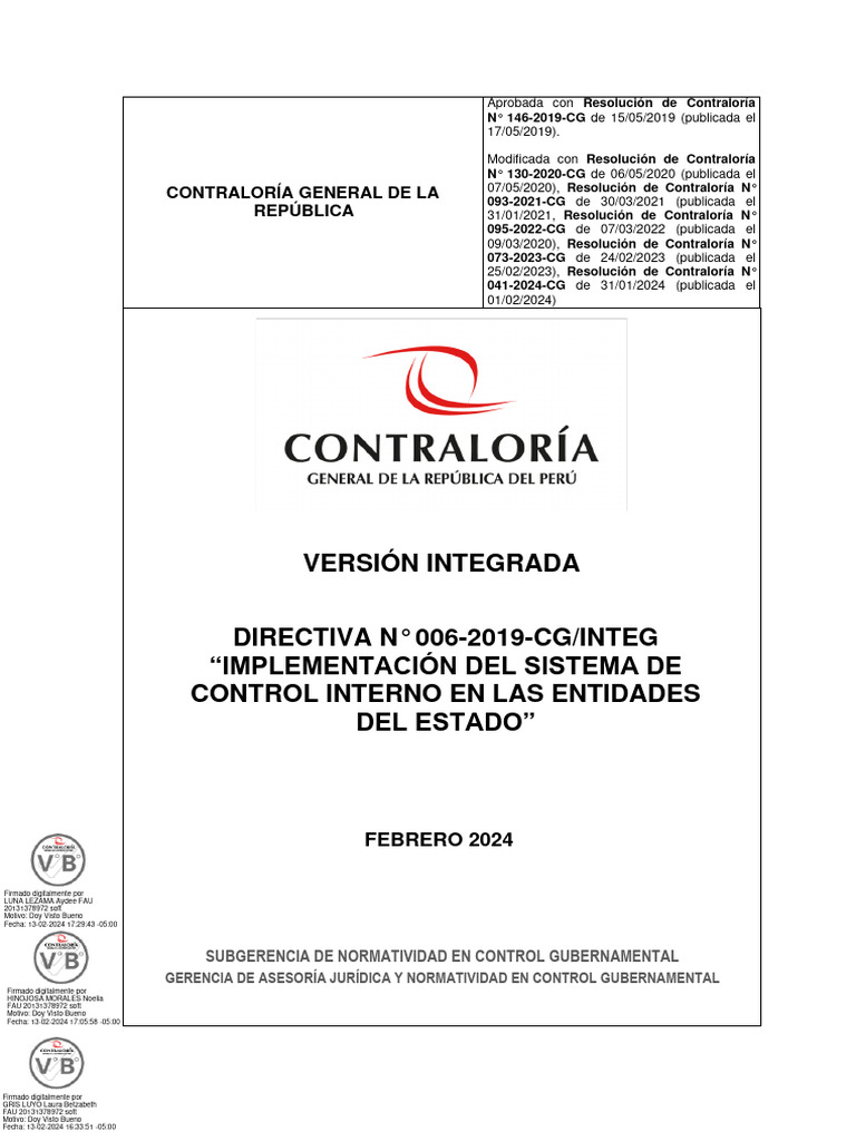 Version Integrada de La Directiva N 006 2019 CG Integ | PDF | Planificación | Evaluación