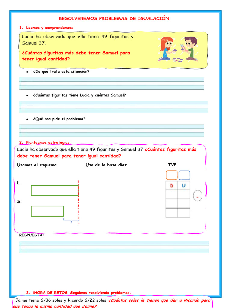 E9 Ficha d2 Mat Resolvemos Problemas de Igualacion 1 | PDF
