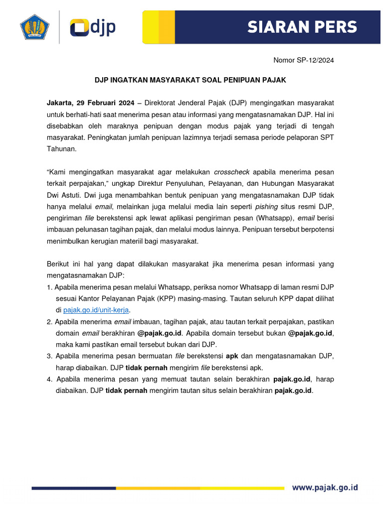 Waspada Penipuan Pajak oleh DJP | PDF | Ilmu Sosial | Komputer