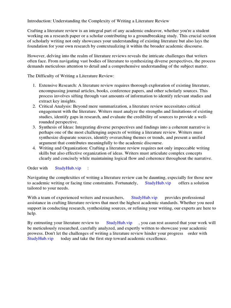 Example Write Introduction Literature Review Pdf Literature Review
