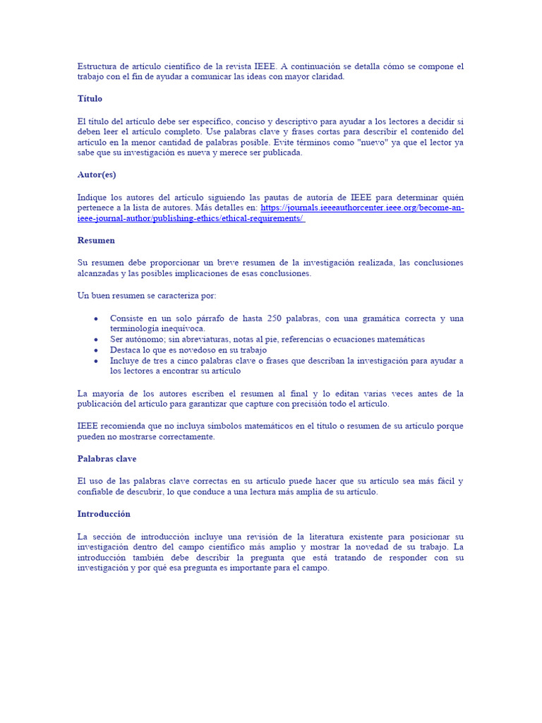 Estructura de Un Art IEEE | PDF | Publicación Académica | Science