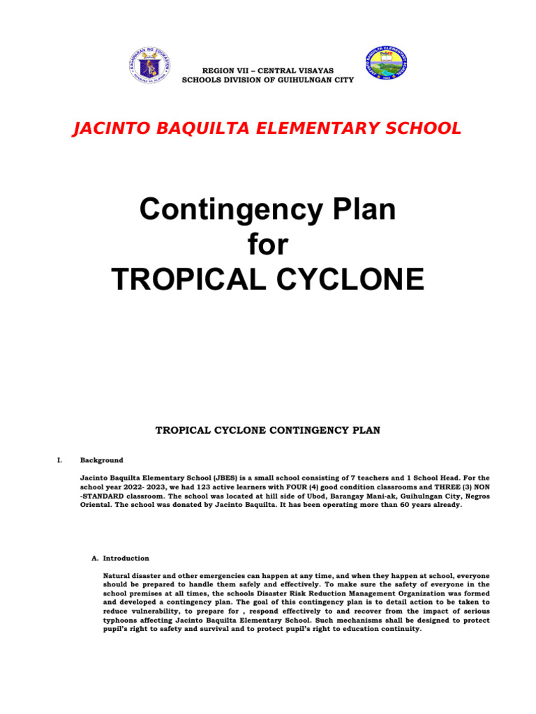 Contingency-Planning_Template-for-School | PDF | Tropical Cyclones | Wound