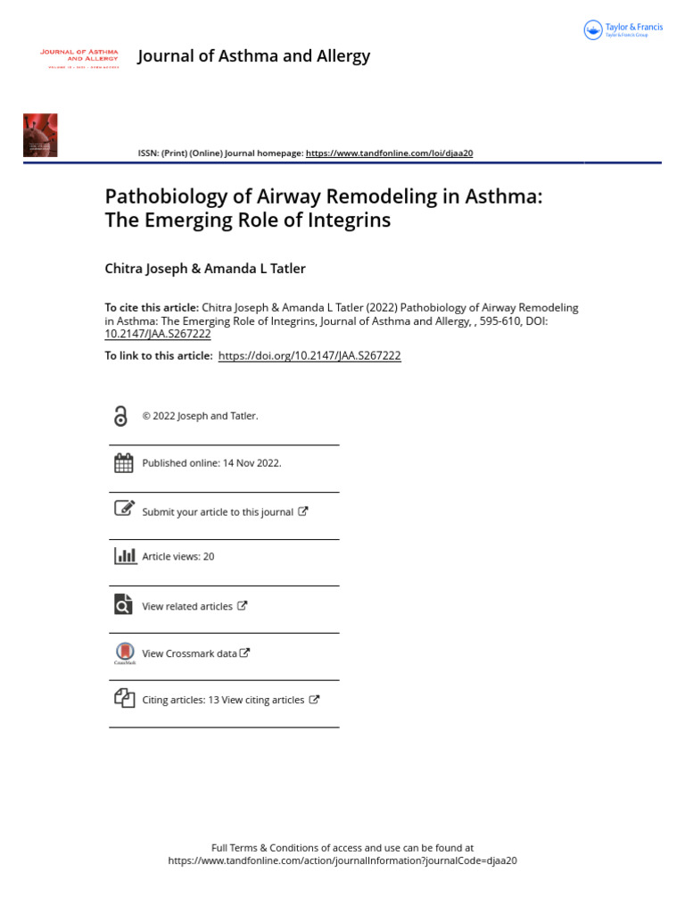 Pathobiology of Airway Remodeling in Asthma The Emerging Role of Integrins | PDF | Transforming ...