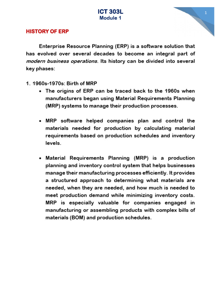 History of Erp | PDF | Enterprise Resource Planning | Cloud Computing