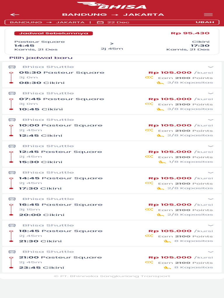 Jadwal Bhisa Shuttle Bandung-Jakarta | PDF
