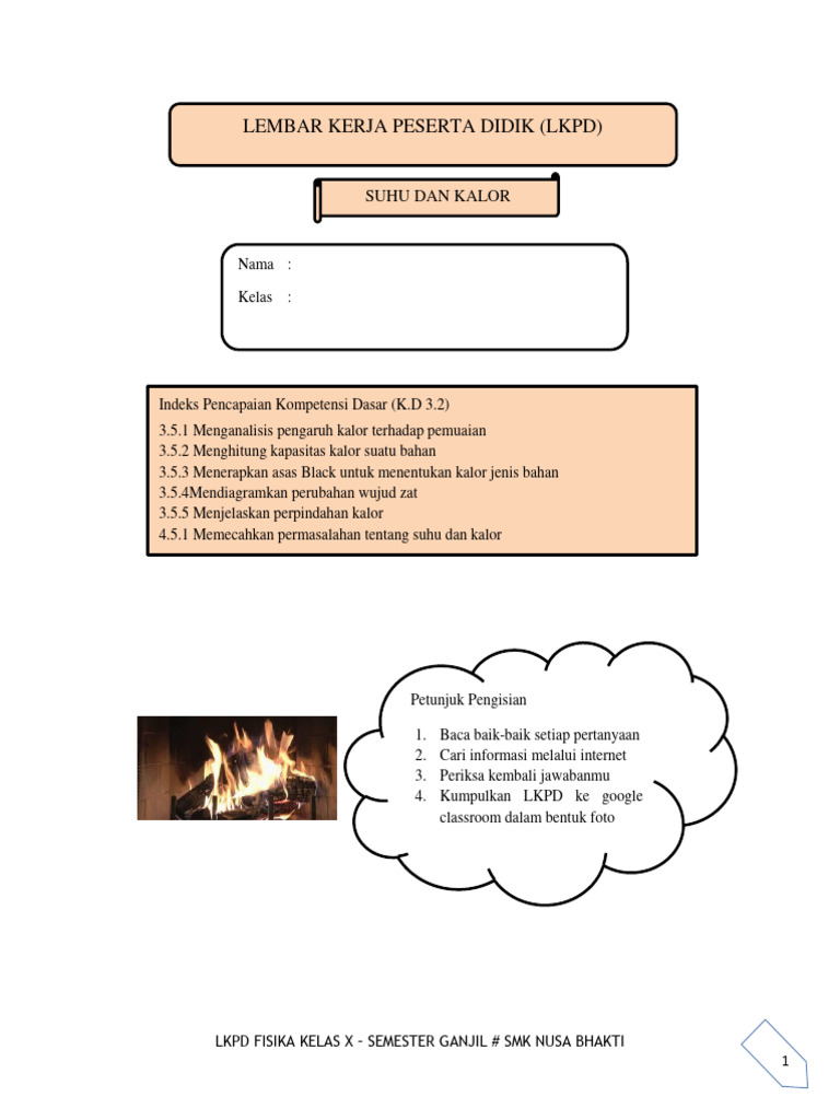 Lkpd Suhu Dan Kalor Kelas X Smk Pdf