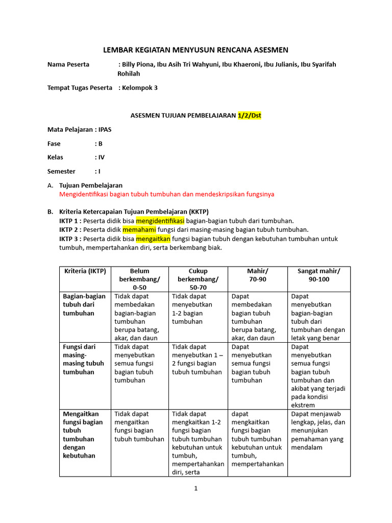 Rencana Asesmen Pembelajaran IPAS | PDF