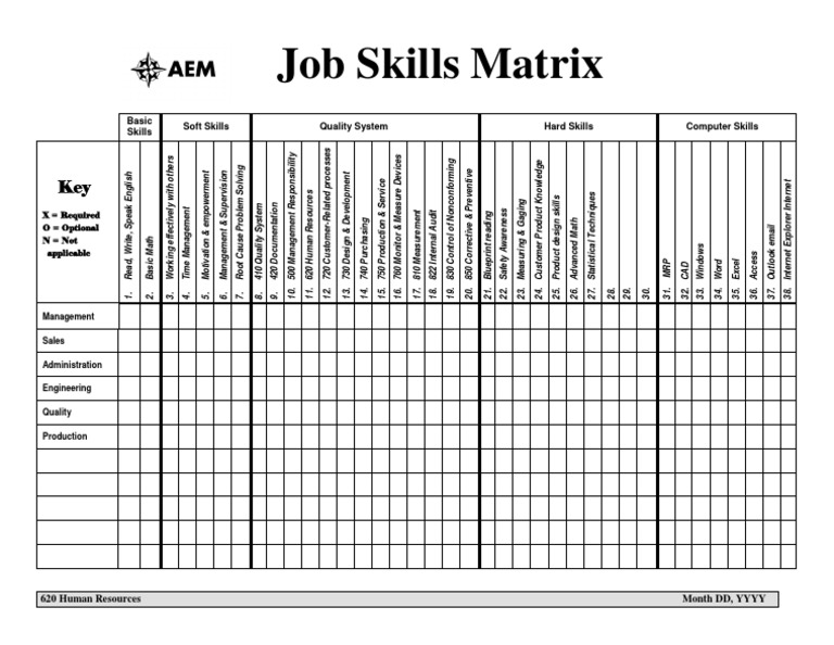 Job Skills Matrix Sample | PDF