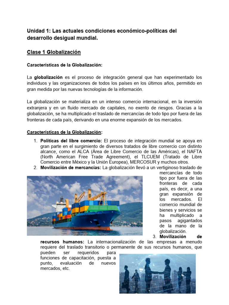 Unidad 1 - Las Actuales Condiciones Económico-Políticas Del Desarrollo ...