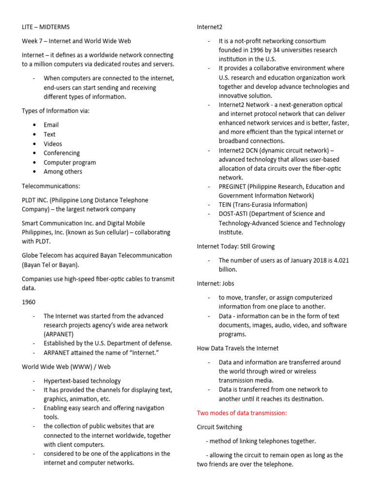 LITE Midterms | PDF | World Wide Web | Internet & Web