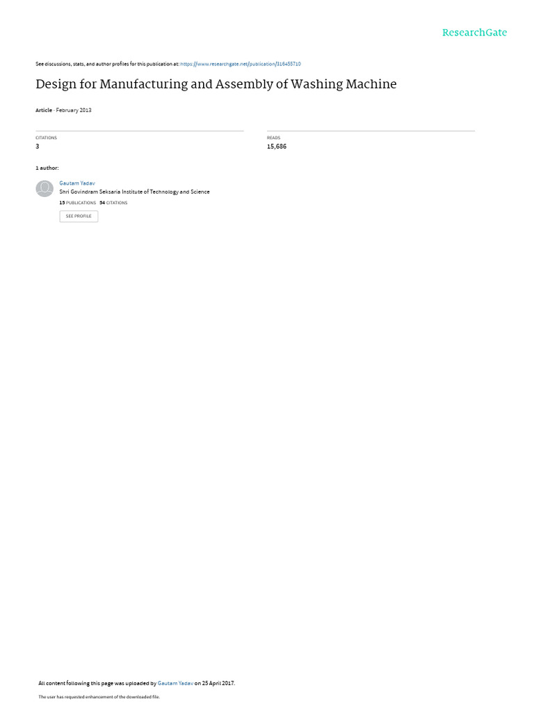 DFMAPaper Full | PDF | Sheet Metal | Washing Machine