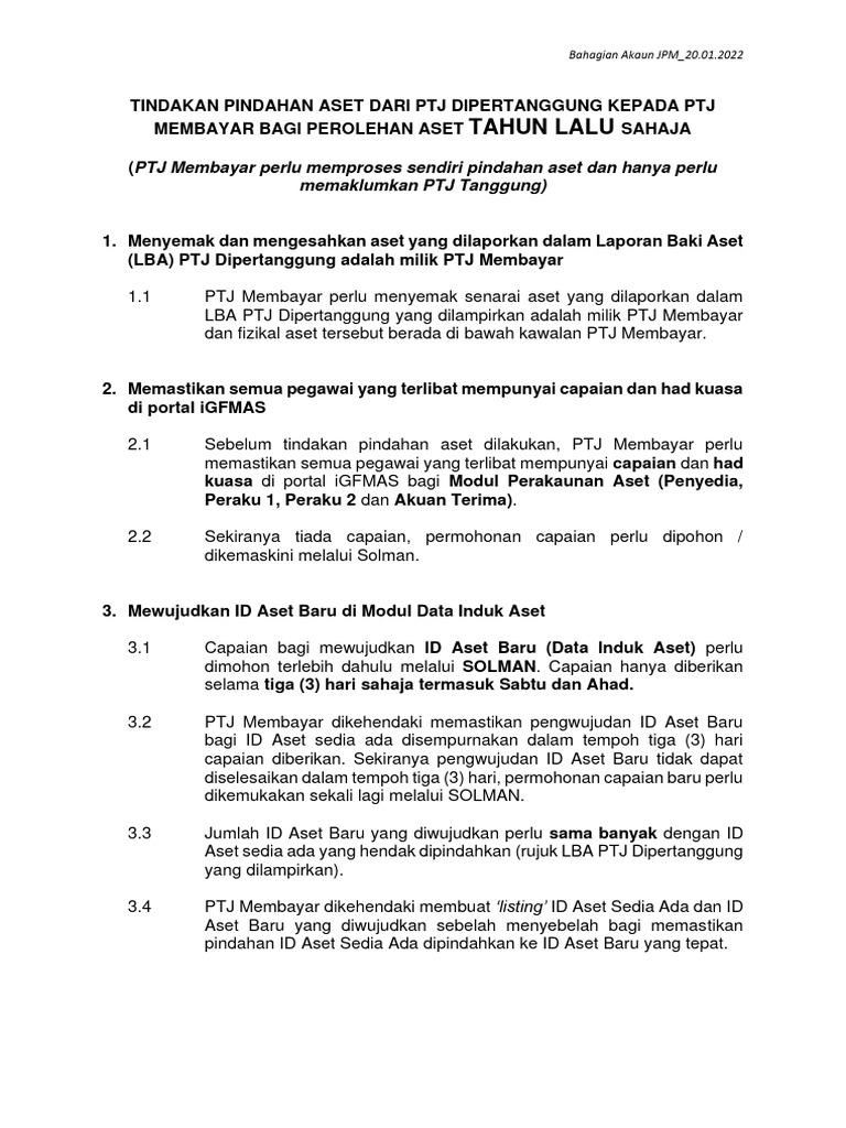 Tatacara Pindahan Aset | PDF